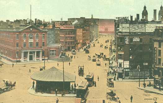 Free Postcard Image Of Old Haymarket Square Boston, Looking North